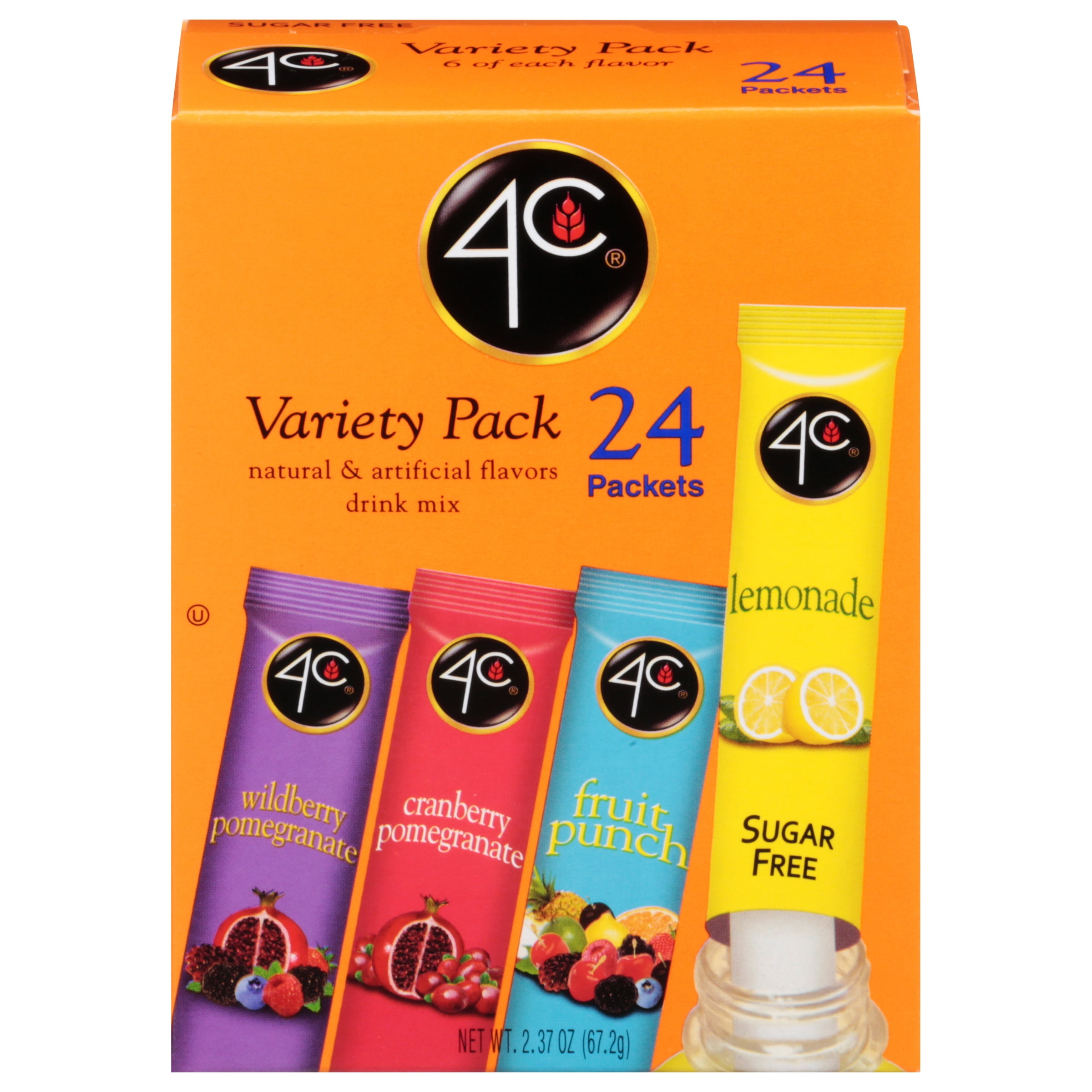 4C Totally Light 2Go Variety Pack Drink Mix, 24 Count, 2.3 Oz., 24 ...