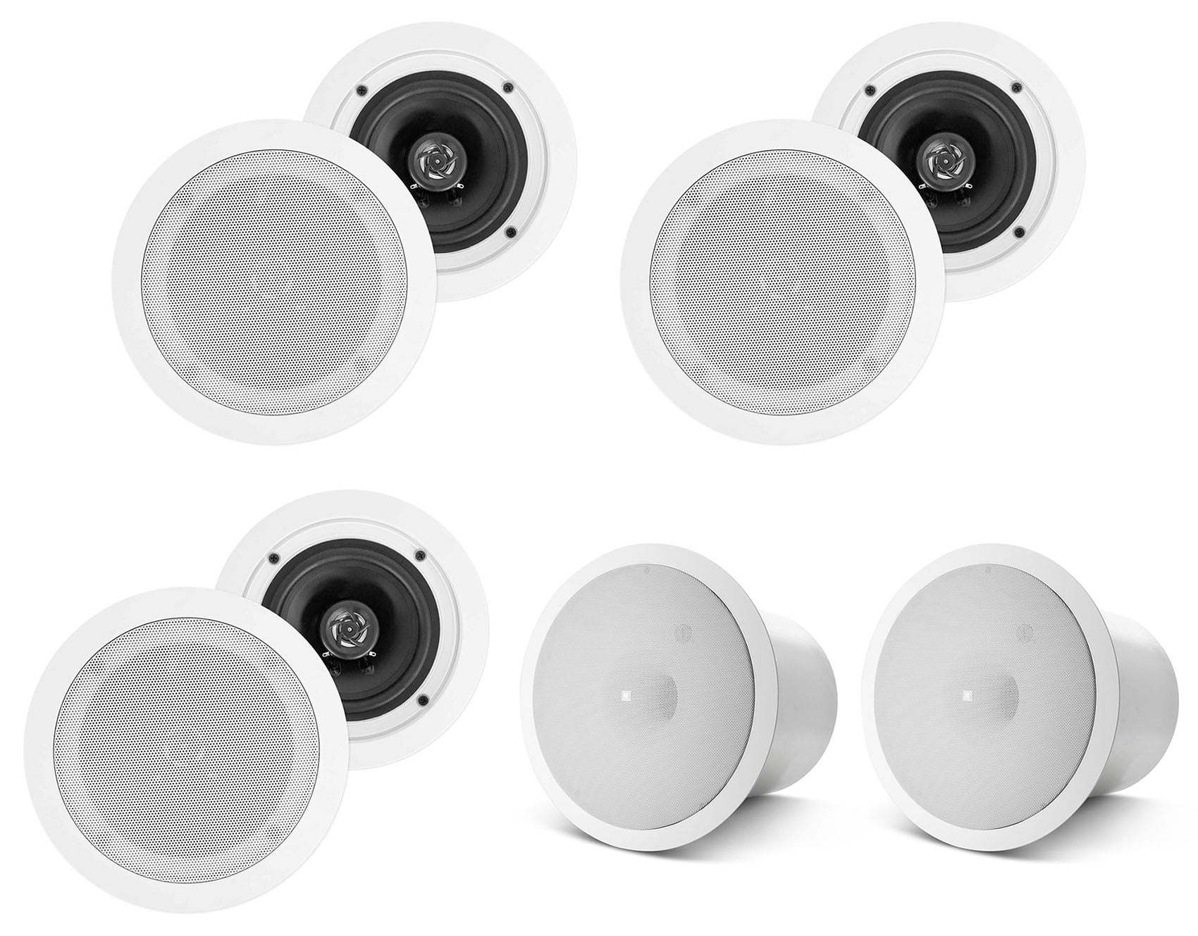 (6) HC55 5.25" 300 Watt White In-Ceiling Home Theater Speakers+JBL ...