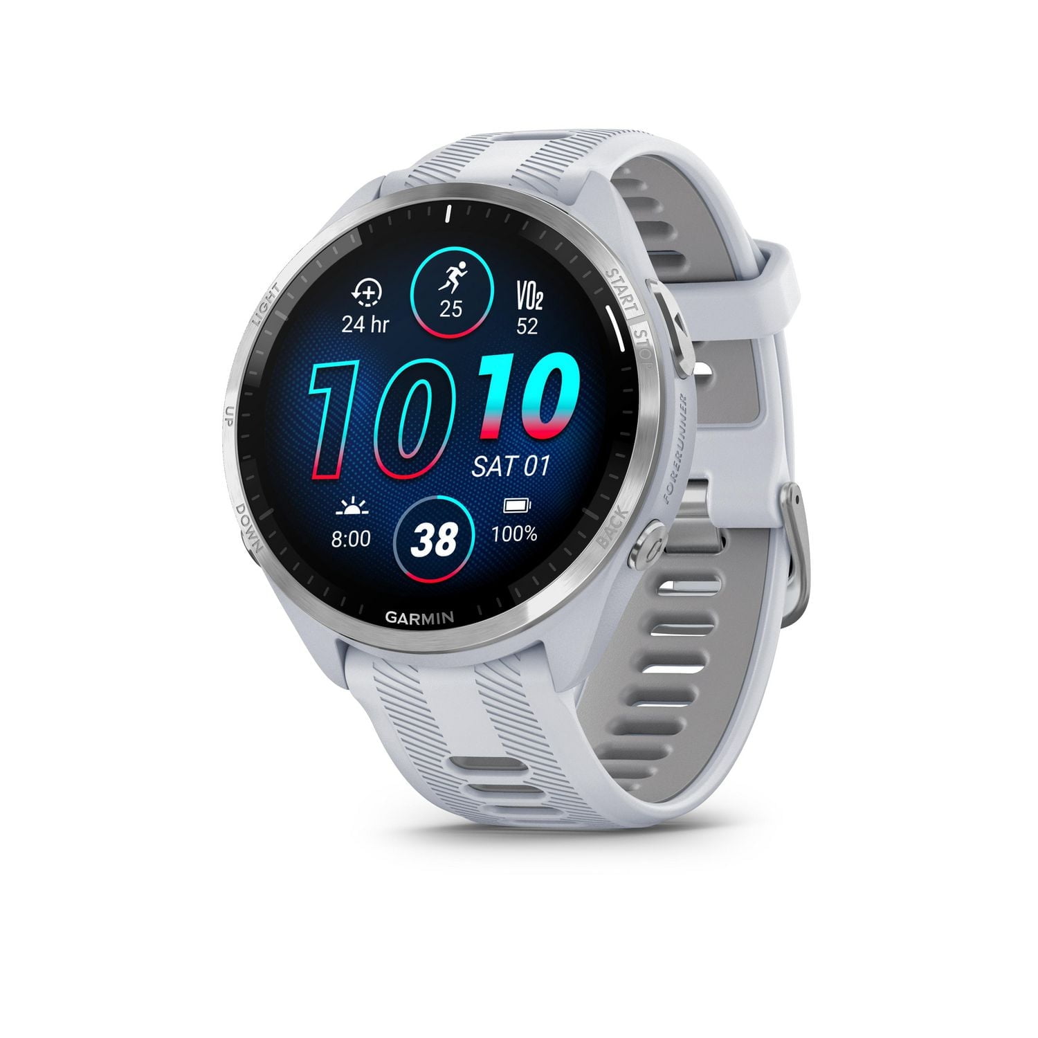 Garmin Forerunner 965 Gps Smartwatch - Titanium Bezel With Whitestone Case And Whitestone/Powder Grey Silicone Band