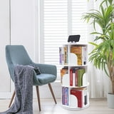 Miumaeov 3 Tier 360° Rotating Bookshelf Stackable Book Shelves Floor ...