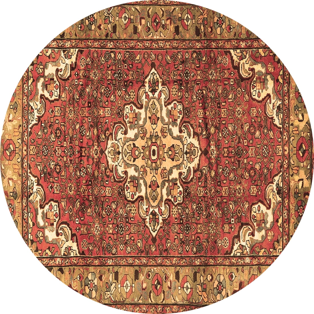 Ahgly Company Indoor Round Persian Brown Traditional Area Rugs, 8 ...
