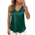 Noric Women's Sleeveless Satin Camisole V-Neck Solid Color Asymmetric ...