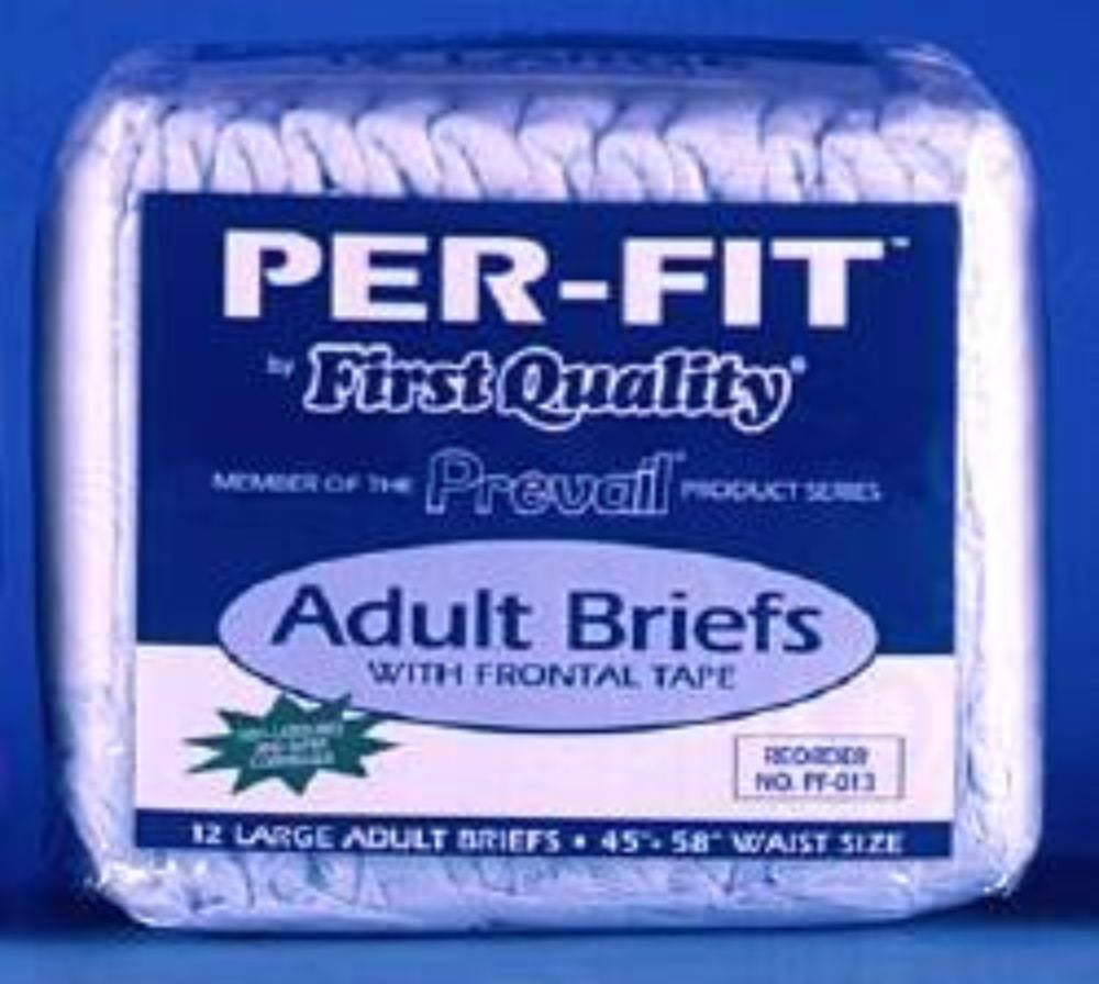 First Quality Incontinent Brief Prevail Tab Closure Large Disposable ...