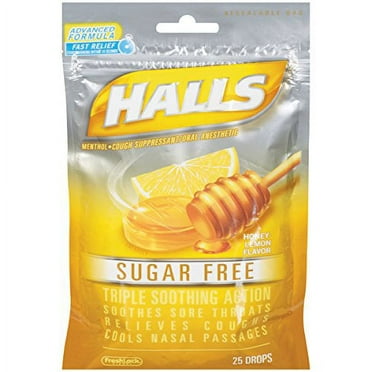 Halls Smooth Relief Sugar Free Honey Lemon Cough Drops - 180 Count - Walmart.com