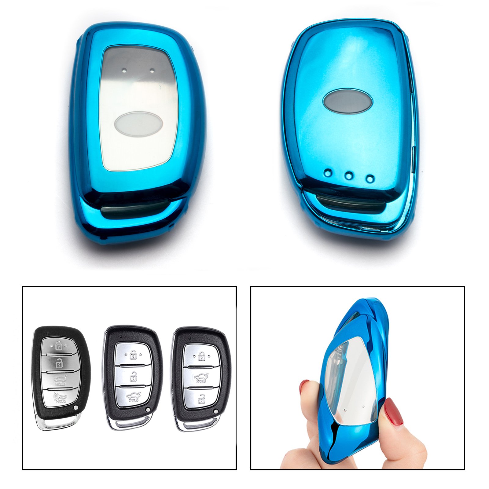 Xotic Tech Blue Soft TPU Full Protection Remote Key Fob Case Cover for ...