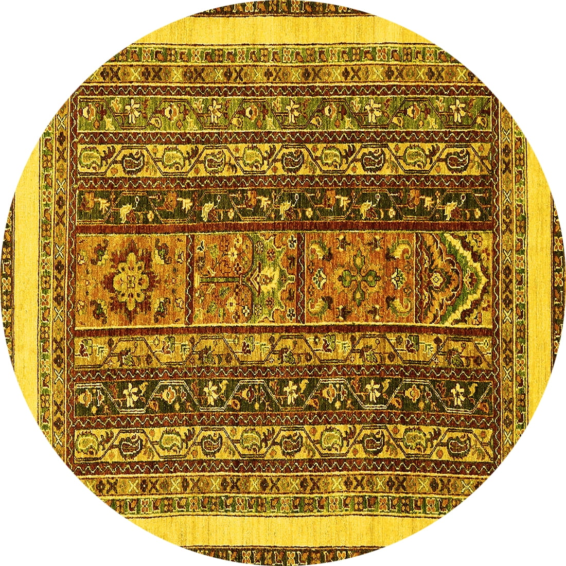 Ahgly Company Indoor Round Abstract Yellow Modern Area Rugs, 8' Round ...