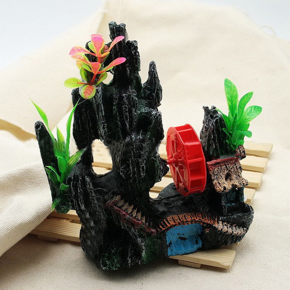 homeholiday Artifical Aquarium Ornament Rockery Windmill Fish Tank ...