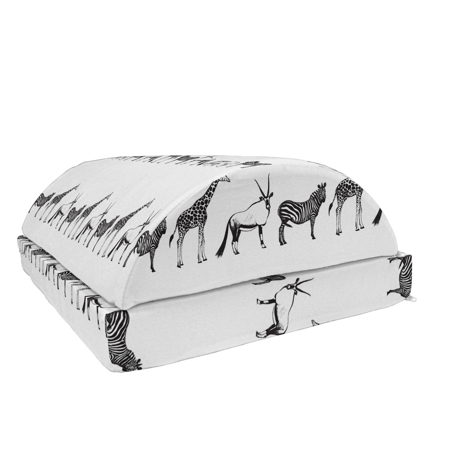 Animal Foot Rest, Monochrome Style Fauna Line with Zebra Giraffe ...