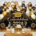 SUNOLIFE 7x5ft,Gold 2024 Graduation Backdrops Banner Prom Ceremony ...