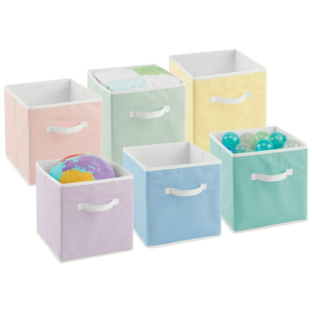 mDesign Small Fabric Collapsible Organizer Cube Bin Box with Front ...