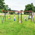 OLAKIDS 7-in-1 Outdoor Swing Set: Heavy Duty Metal, Slide, 2 Swings ...