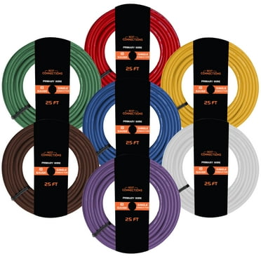 20 Gauge Solid Hook Up Wire Kit (6 Different Colored 25 Foot Spools ...