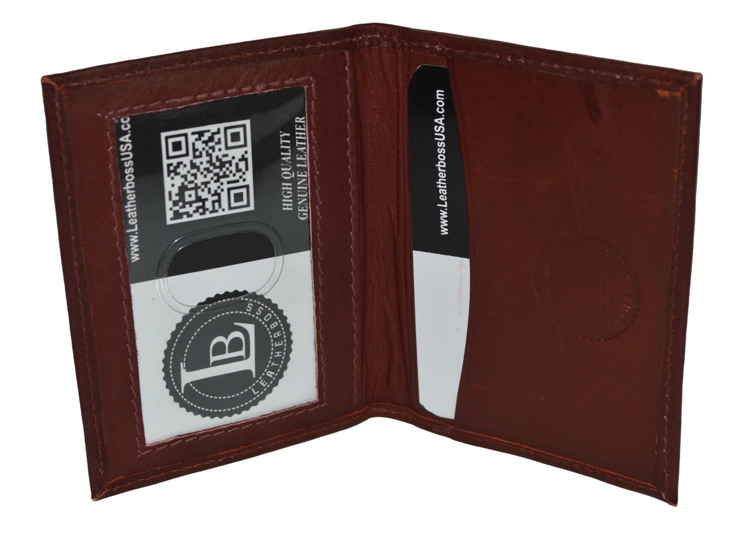 Leatherboss Genuine Leather Credit Card ID Holder Small Slim, Brown ...