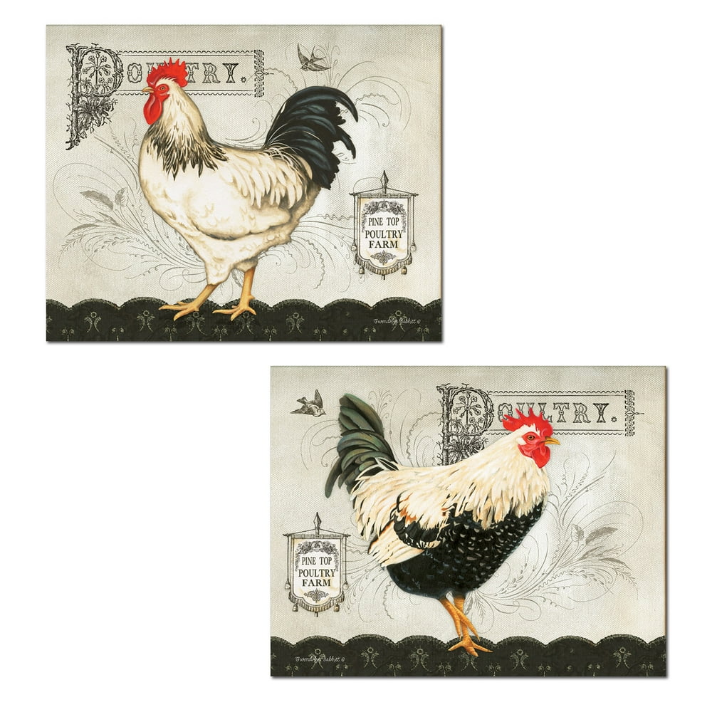 Lovely Poultry Farm Chicken Prints; Country Decor; Two 14x11in Poster ...