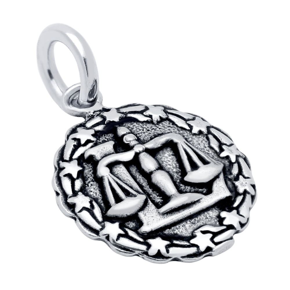 Sterling Silver Libra Zodiac (Sep 23 - Oct 22) Charm - Walmart.com