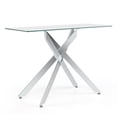 45 Inch Tempered Glass Entryway Table Silver Chrome Metal Console Table ...