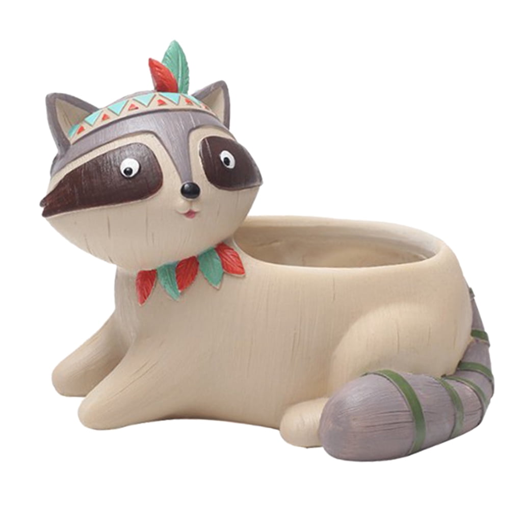 Fairy Garden Plant Pot Storage Box Indoor Home Art Ornament Raccoon ...