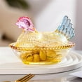 Glass Chicken Candy Tray With Lid - Large Size Rural Style Candy Bowl ...