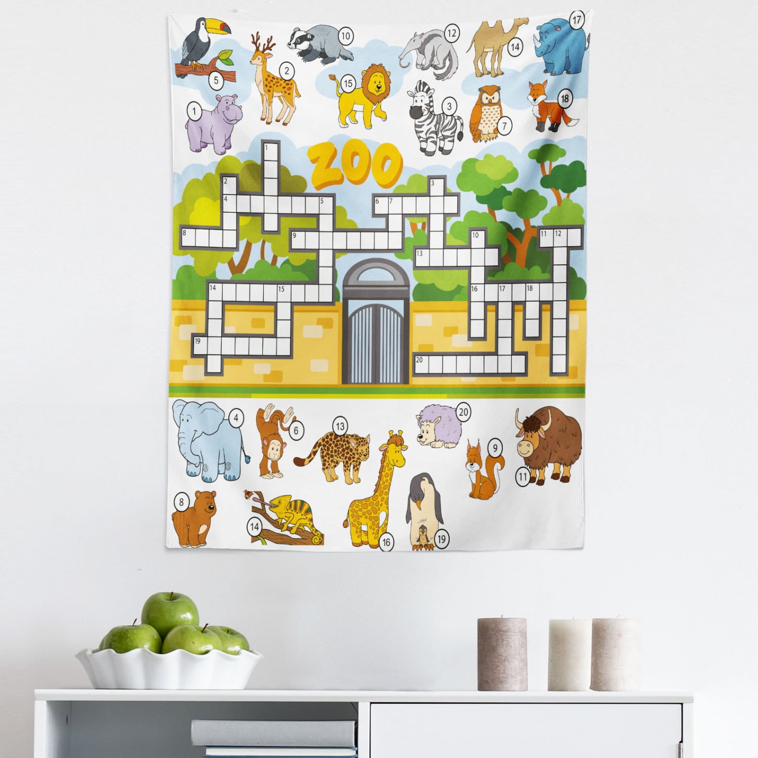 Word Search Puzzle Tapestry, Zoo Themed Game with Different Animals ...