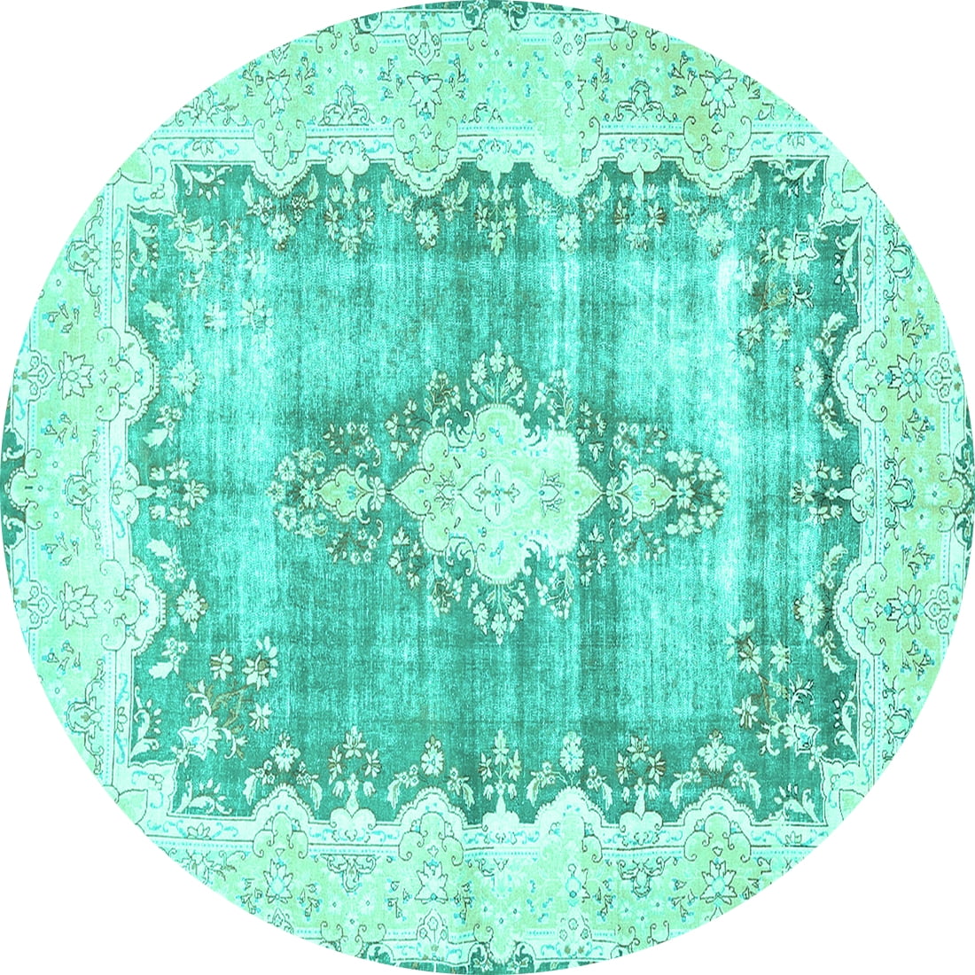 Ahgly Company Indoor Round Persian Turquoise Blue Traditional Area Rugs ...
