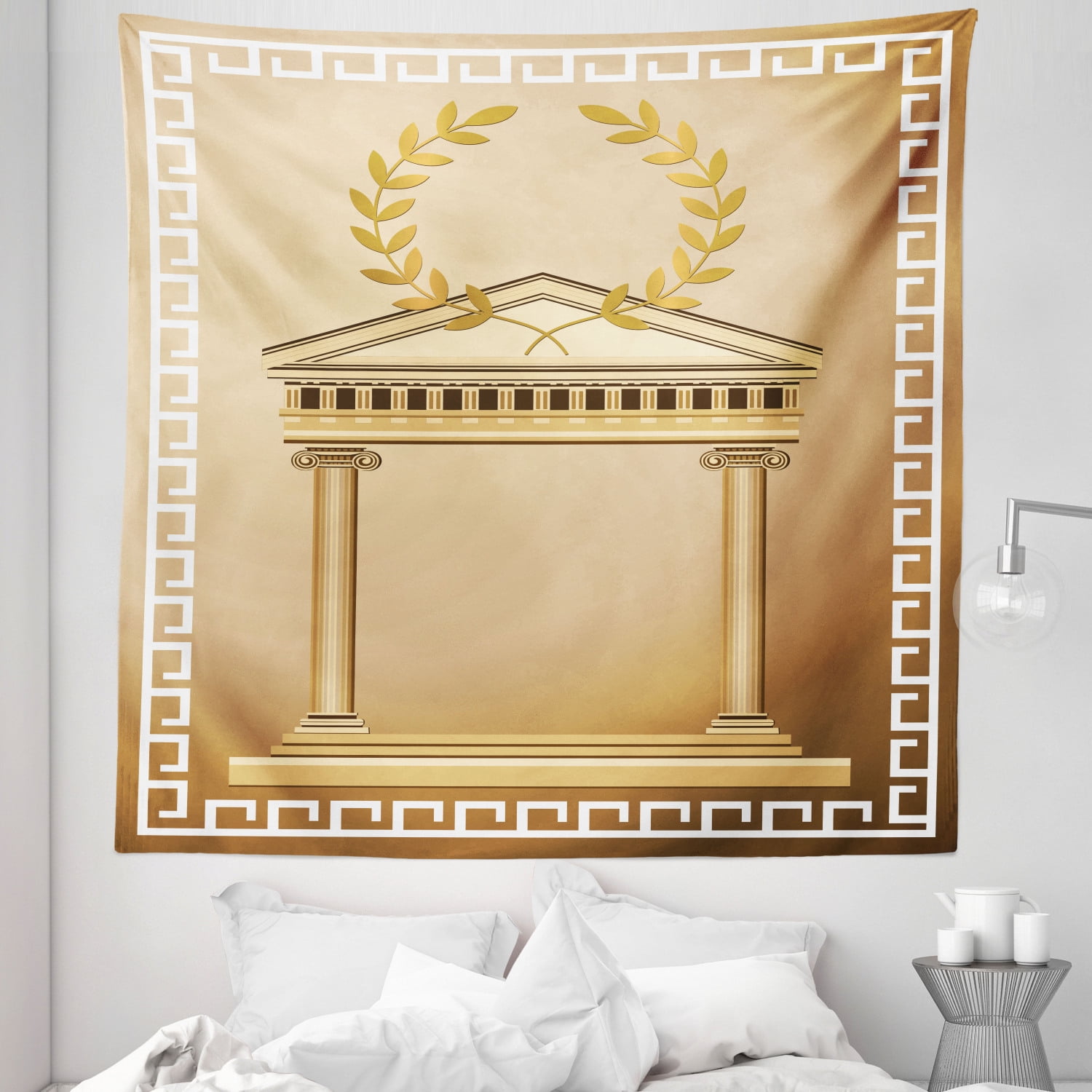 Retro Tapestry, Antique Building Roman Olive Branch and Greek ...