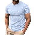 Dolkfu Short Sleeve Men'S Shirts Blue Line Art Crew Neck Tops Striped ...