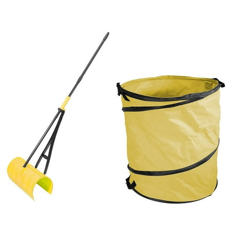 Amazing Rake 3-in-1 Ergonomic 17" Lawn Grabber & Collapsible 40 Gal Pop ...