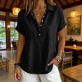 Babysbule Collared Half-Placket Button Short Sleeve Blouse Women's ...