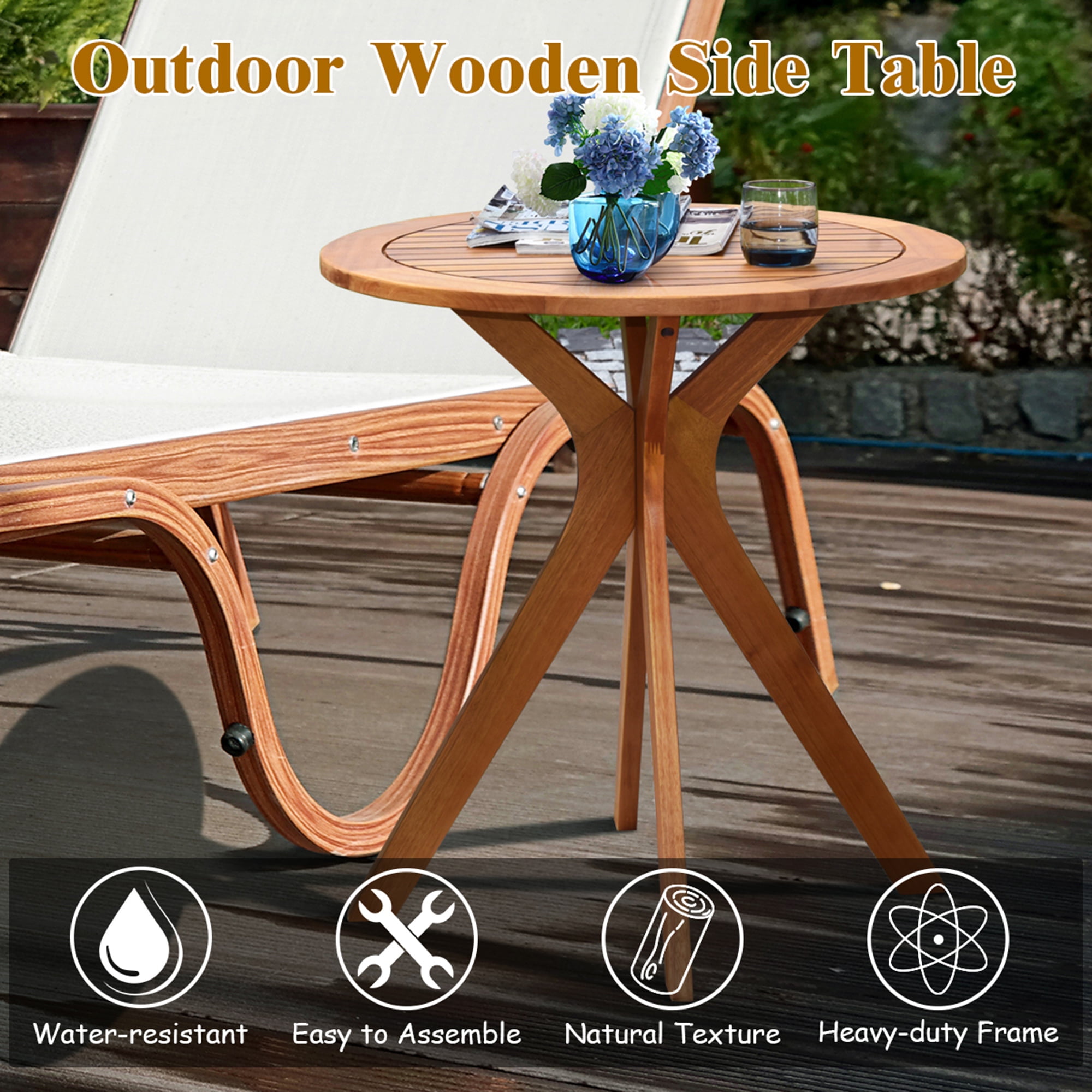 Costway 27'' Solid Wood Round Table for Patio, Deck Costway 27'' Solid Wood Round Table for Patio, Deck