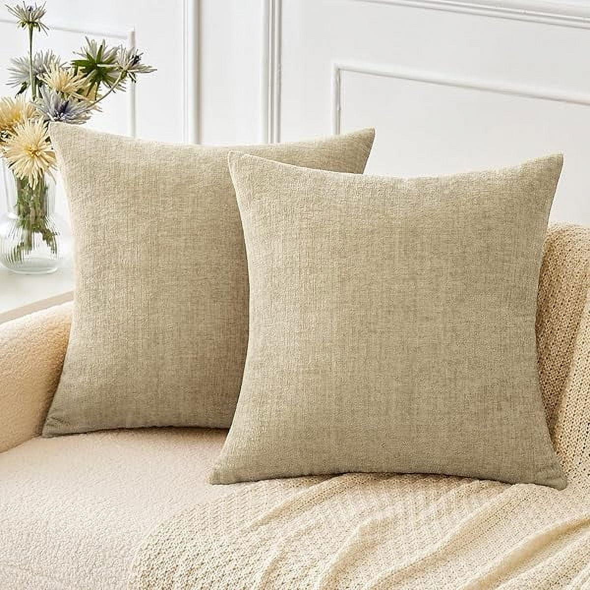 Click here for 0829 Pack Of 2 Beige Throw Pillow Covers 18x18 Inc... prices