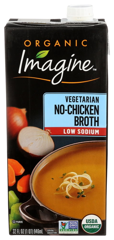 Imagine Organic Vegetarian No-Chicken Broth, Low Sodium, 32 oz, Pack of ...