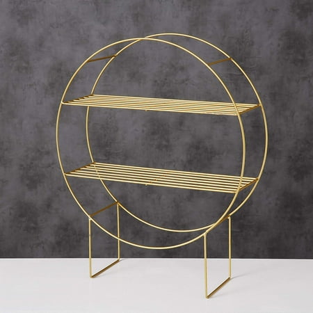 Golden Circle Shelf Rack, 2 Attached Shelves, Iron, 19.75 Inches ...