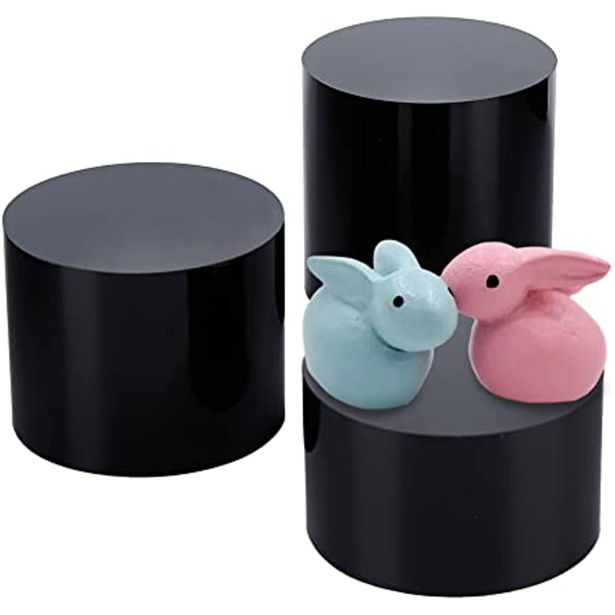 3Pcs Black Acrylic Round Display Risers Column Display Stand Jewelry ...