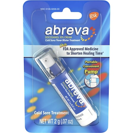 Abreva Docosanol 10% Cream Pump, FDA Approved Treatment for Cold Sore ...
