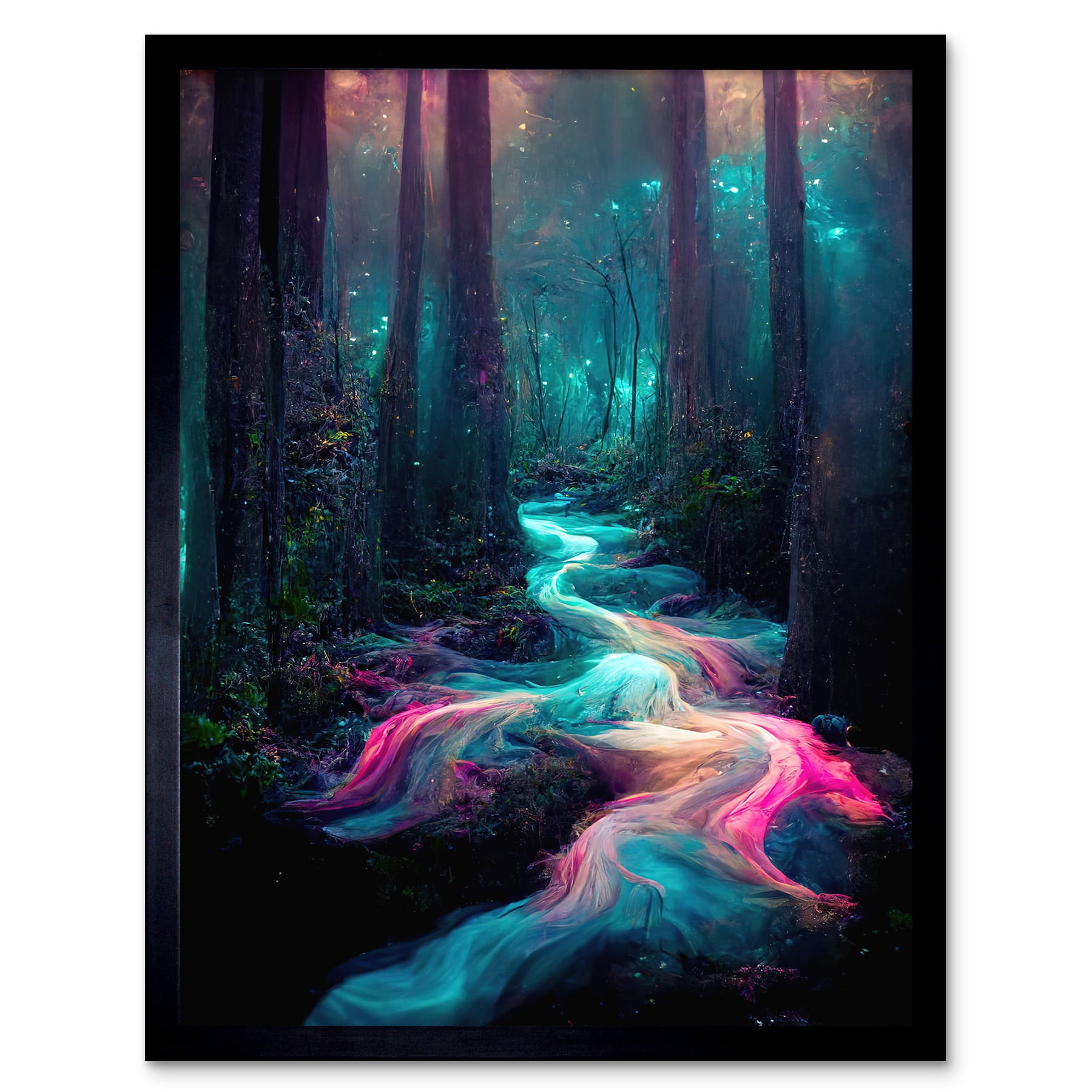 The Enchanted Forest Magical Fantasy River Art Print Framed Poster Wall ...