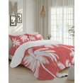 4 Piece Duvet Cover Set Full, Tropical Trees Coral Red Burlap Soft ...