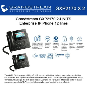 Grandstream High-End GXP2170 IP Phone, Wired/Wireless Bluetooth, Wall ...