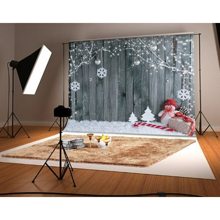 XDDJA Polyester Fabric 7x5ft White Winter Photography Backdrops Wood ...