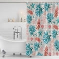 Coral Shell Bathroom Shower Curtains with Hooks, Watercolor Pink Blue ...