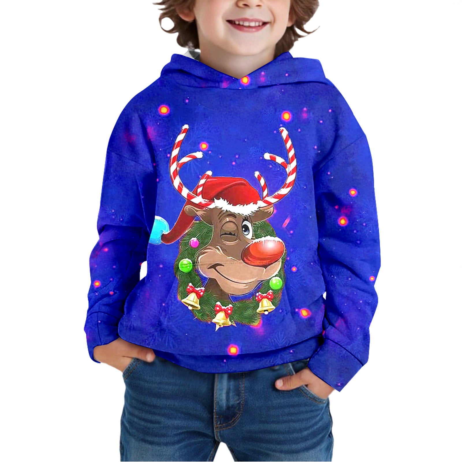 Click here for Falilai Boys Reindeer Lined Hooded Sweatshirt For... prices