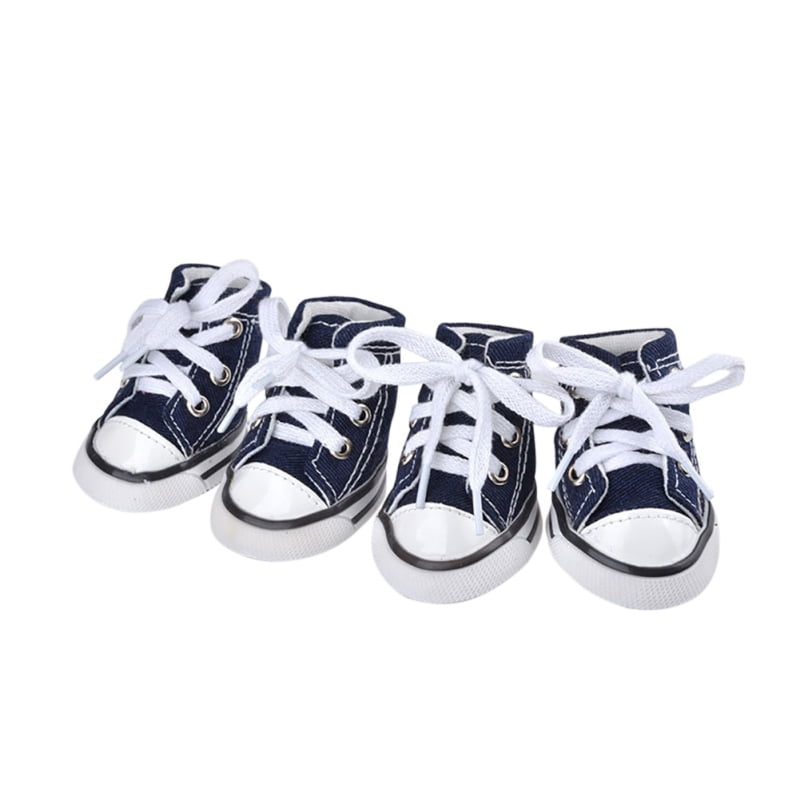 4Pcs Cute Puppy Pet Dog Sporty Shoes Lace up Canvas Dog Boots Nonslip ...