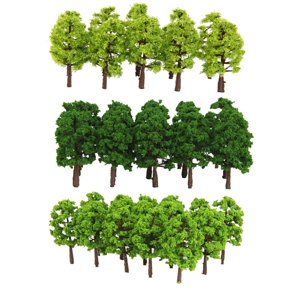 60x árboles modelo paisaje plástico artificial bosque Diorama Hugo ...