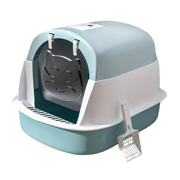 Hooded Cat Litter Box with Lid Fully Enclosed Cat Toilet with Shovel ...