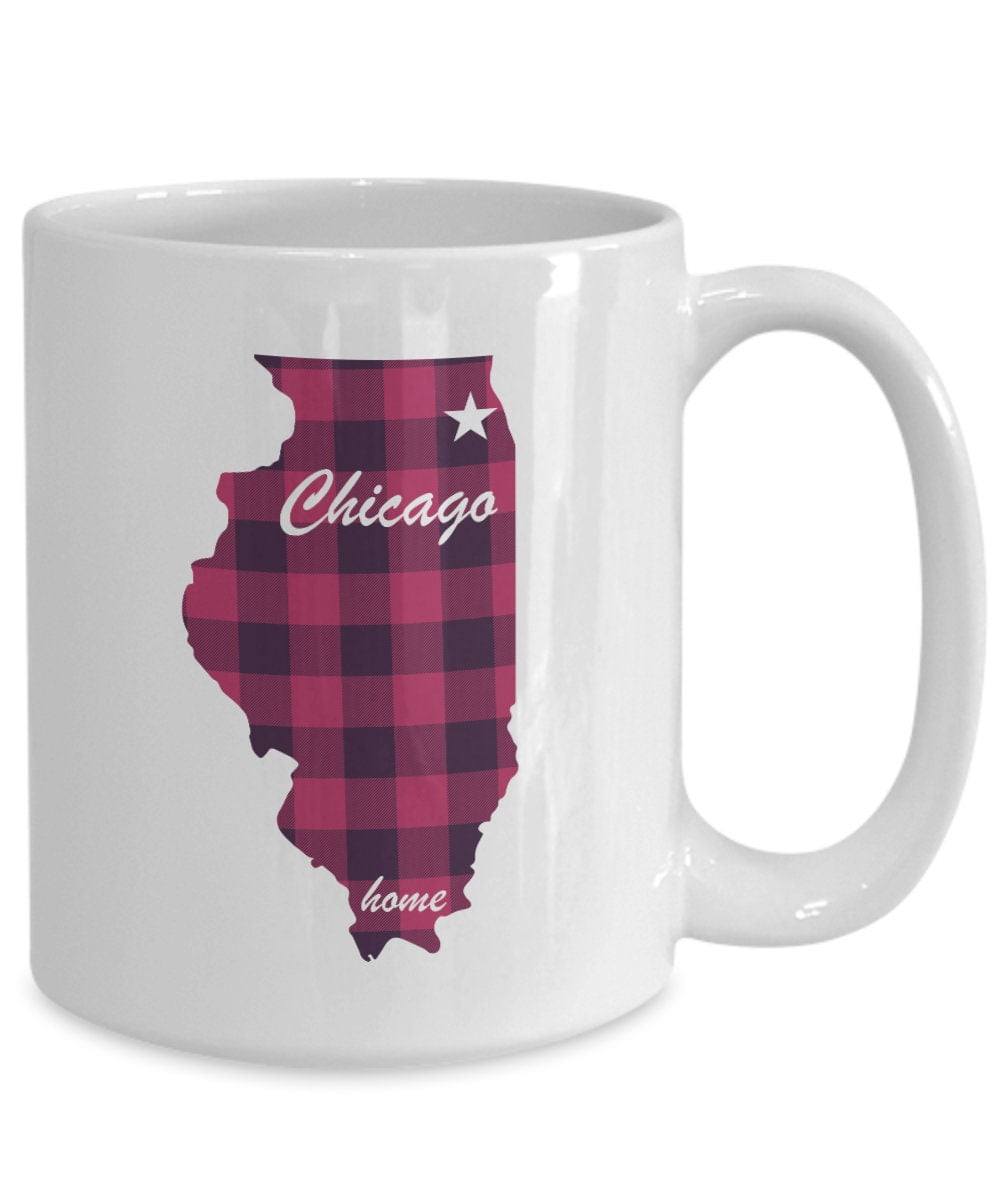 Illinois Buffalo Plaid With Customized City Option White Gift coffee mug Miss Missing You Long ...