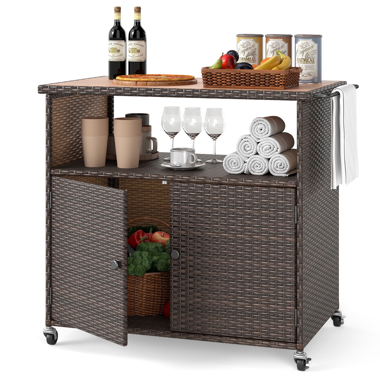 Click here for Gymax Outdoor Storage Cabinet W/Acacia Wood Top 2... prices