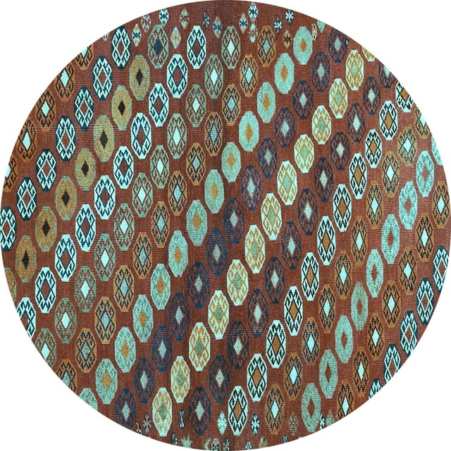 Ahgly Company Indoor Round Abstract Light Blue Contemporary Area Rugs ...