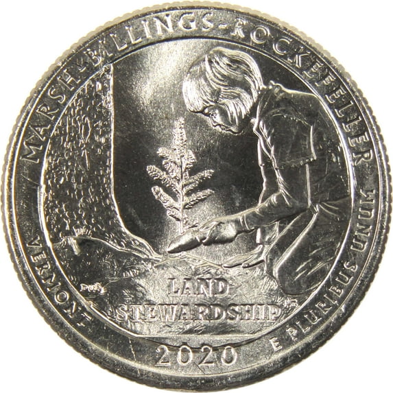 2020 P Marsh-Billings-Rockefeller NHP National Park Quarter BU Clad ...