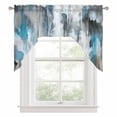 Blue White Gray Abstract Swag Curtain Valance for Windows, Watercolor ...