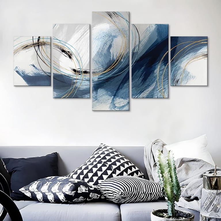 Blue Abstract Canvas Wall Art Designart 'Abstract Composition In Blue