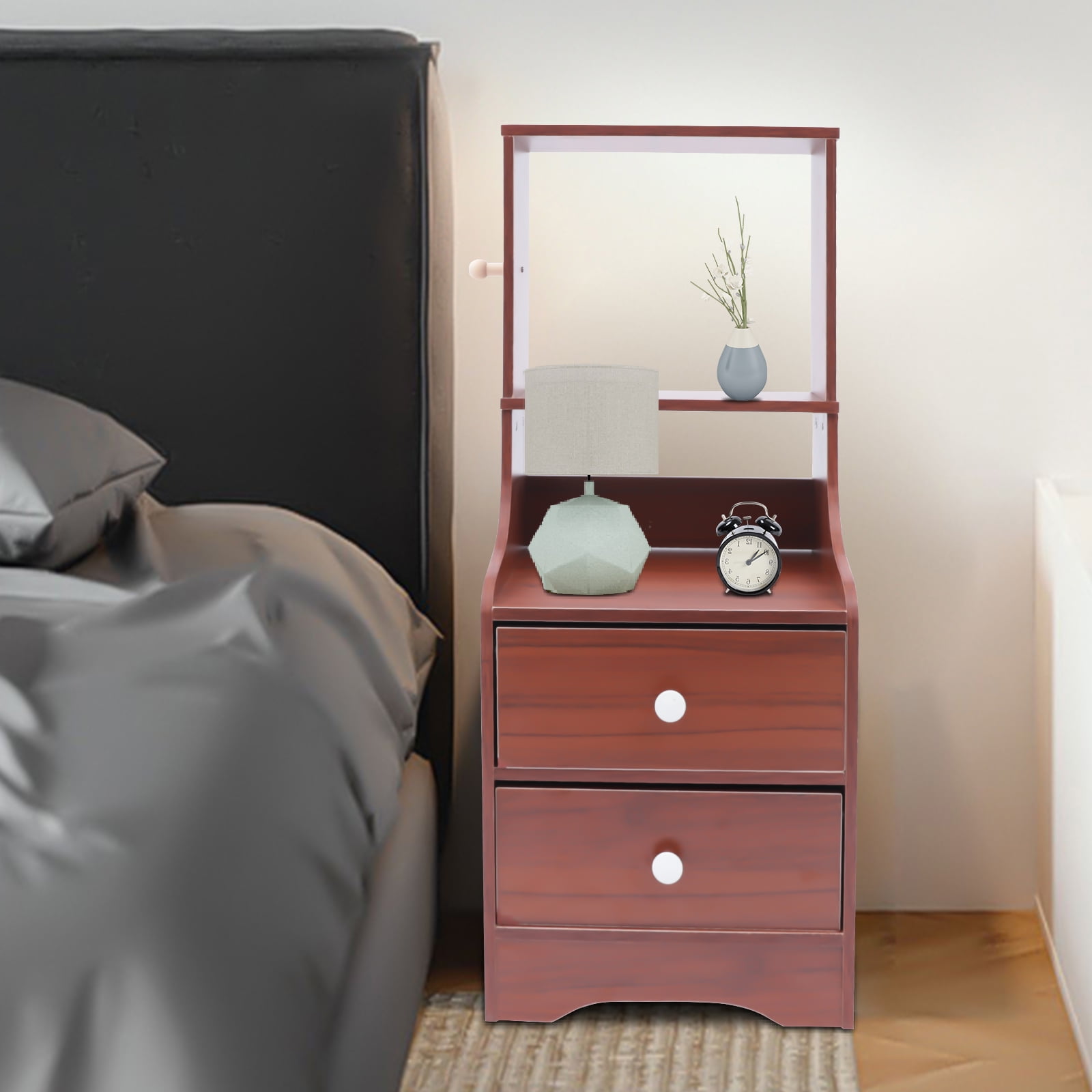 Miumaeov Modern Nightstand with 2 Drawers, Tall Bed End Table/ Bedside ...